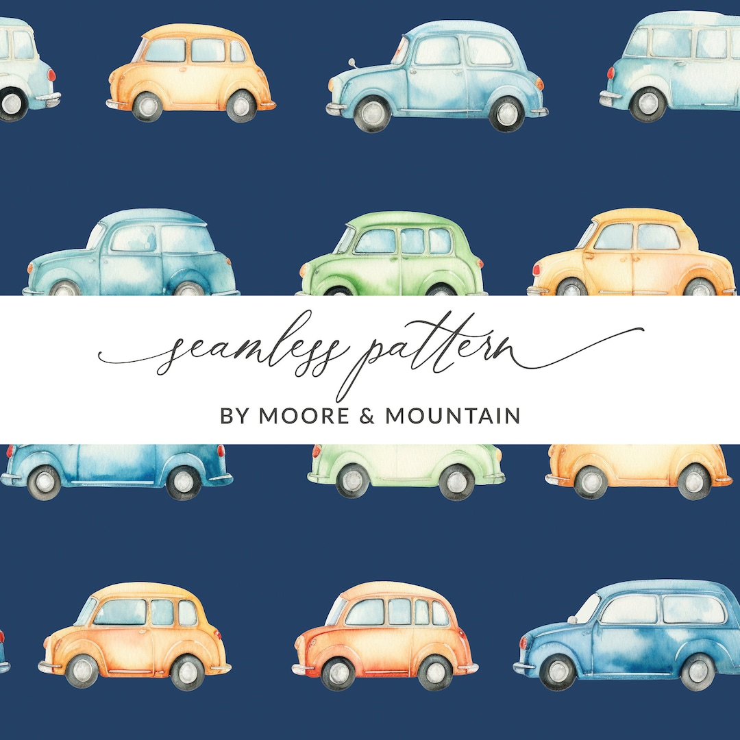 Blue Cars Seamless Pattern, Cute Cars Repeating Background Blue Cars ...