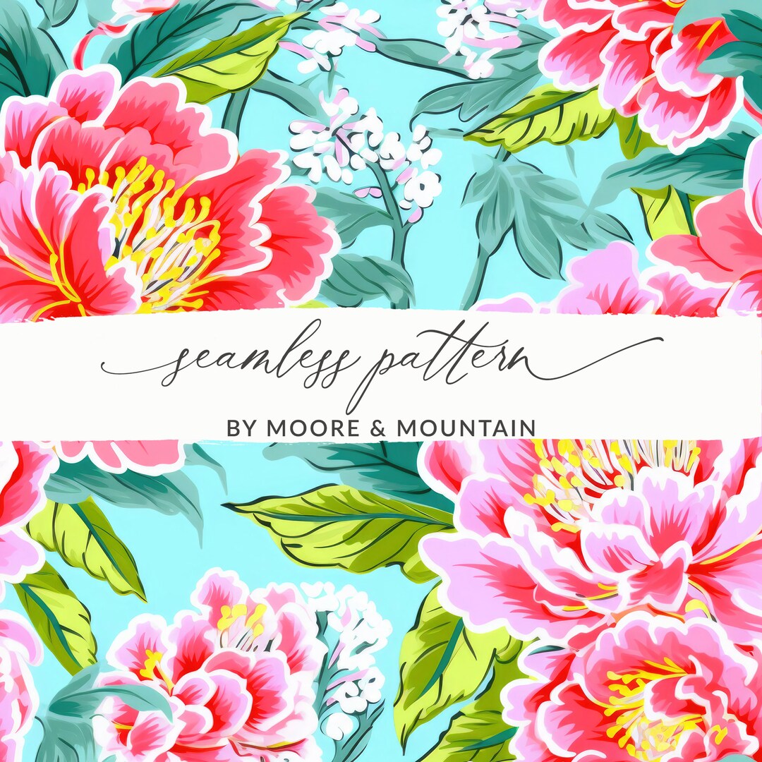 Peony Seamless Pattern Hot Pink and Chinese Blossom Pattern, Preppy ...