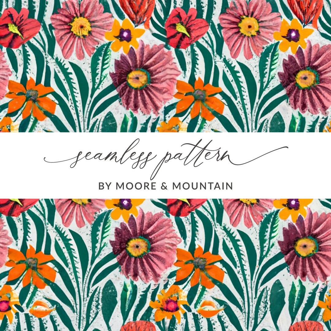 Mod Daisies Seamless Pattern, Modern Painted Daisy Pattern, Seamless ...