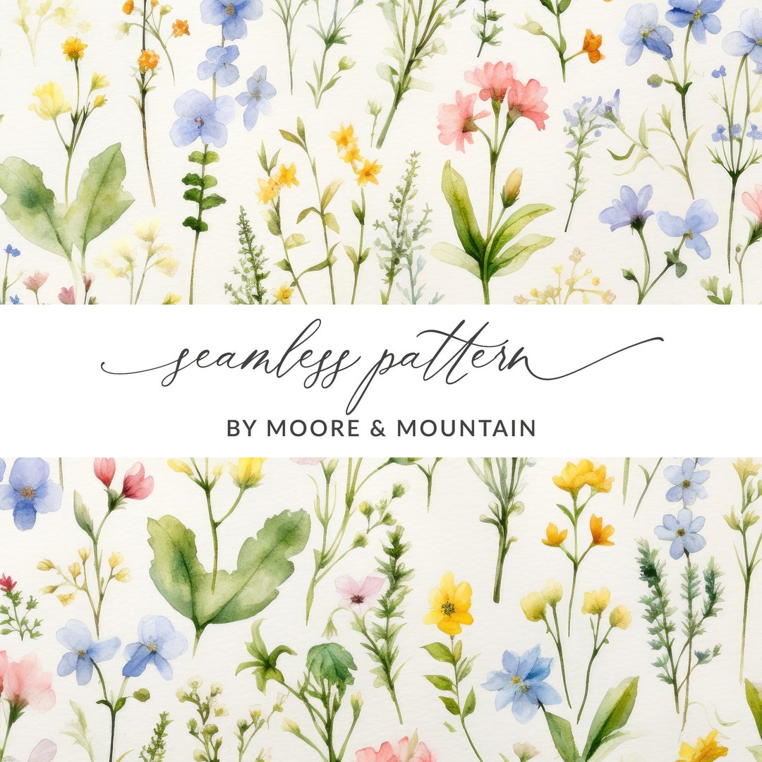 Seamless Watercolor Botanical Floral Pattern, Botanical Illustration ...