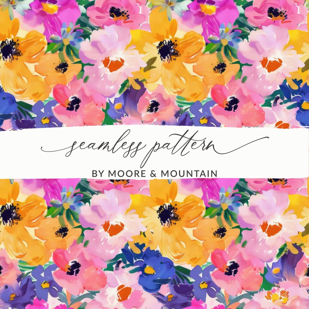 Seamless Pink and Purple Painterly Floral Pattern, Yellow and Pink ...