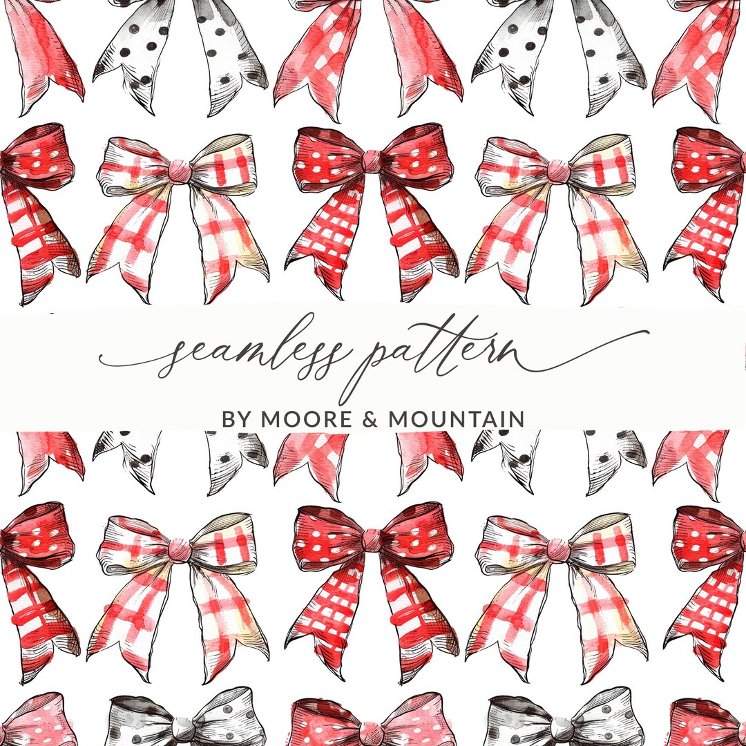 Red Bows Pattern, Christmas Bows Background, Cute Red Bows Pattern ...