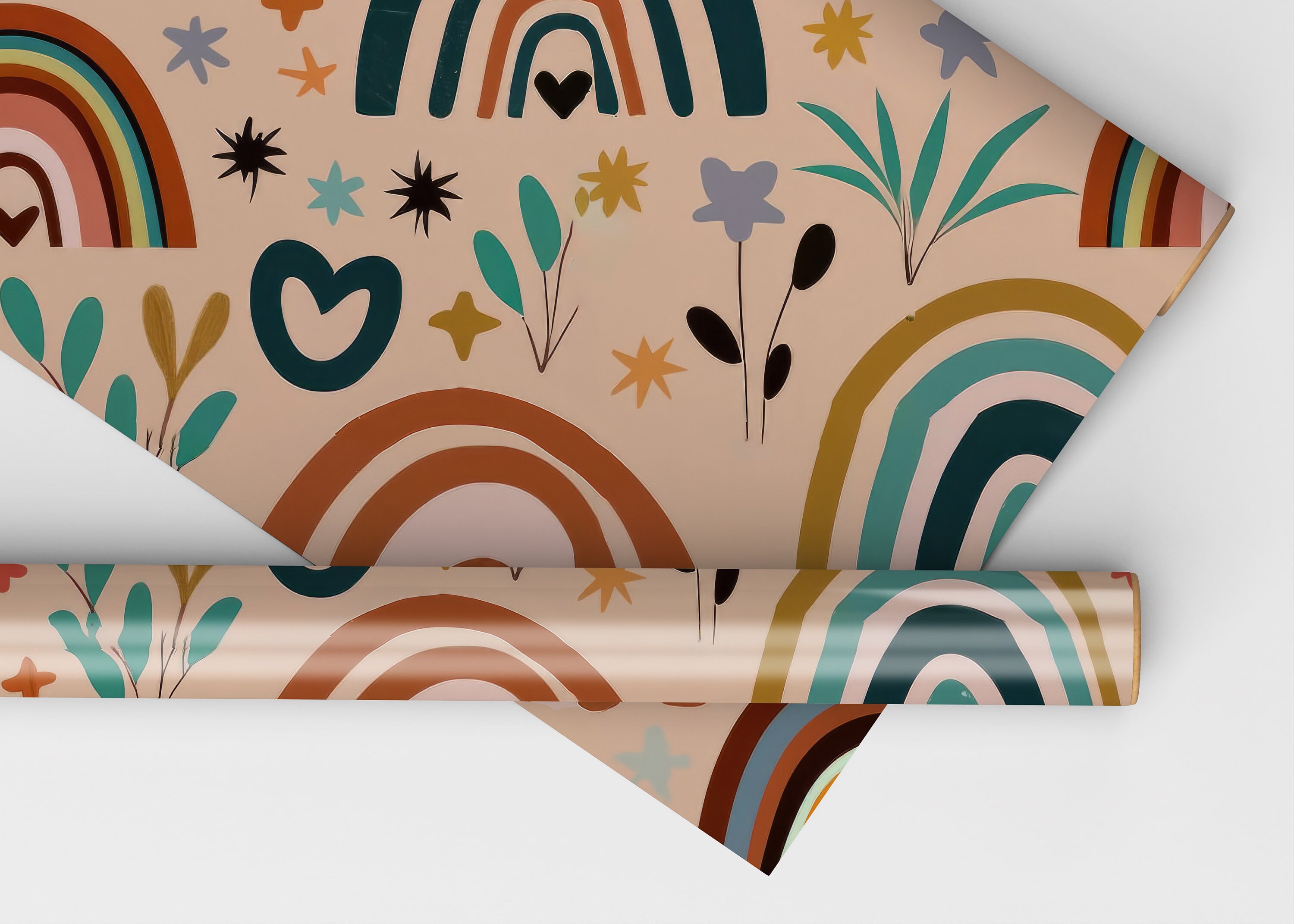 Boho Rainbow Background Pattern, Seamless Boho Rainbow Digital Paper ...