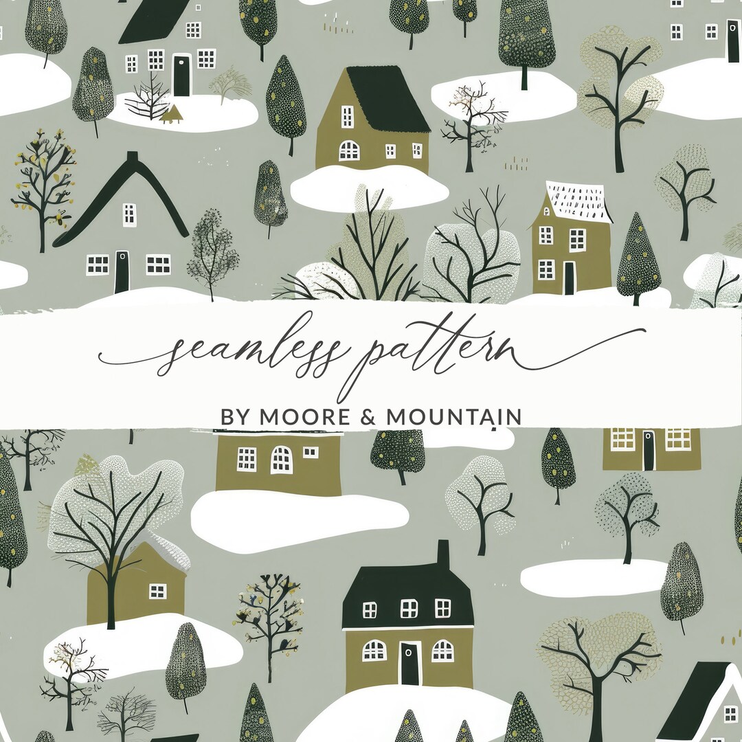 Winter Village Seamless Background Pattern Scandi Winter Pattern ...