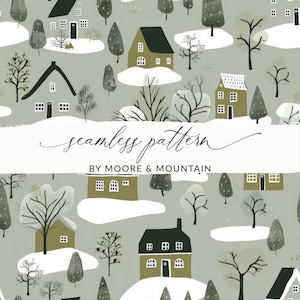 Winter Village Seamless Background Pattern Scandi Winter Pattern ...