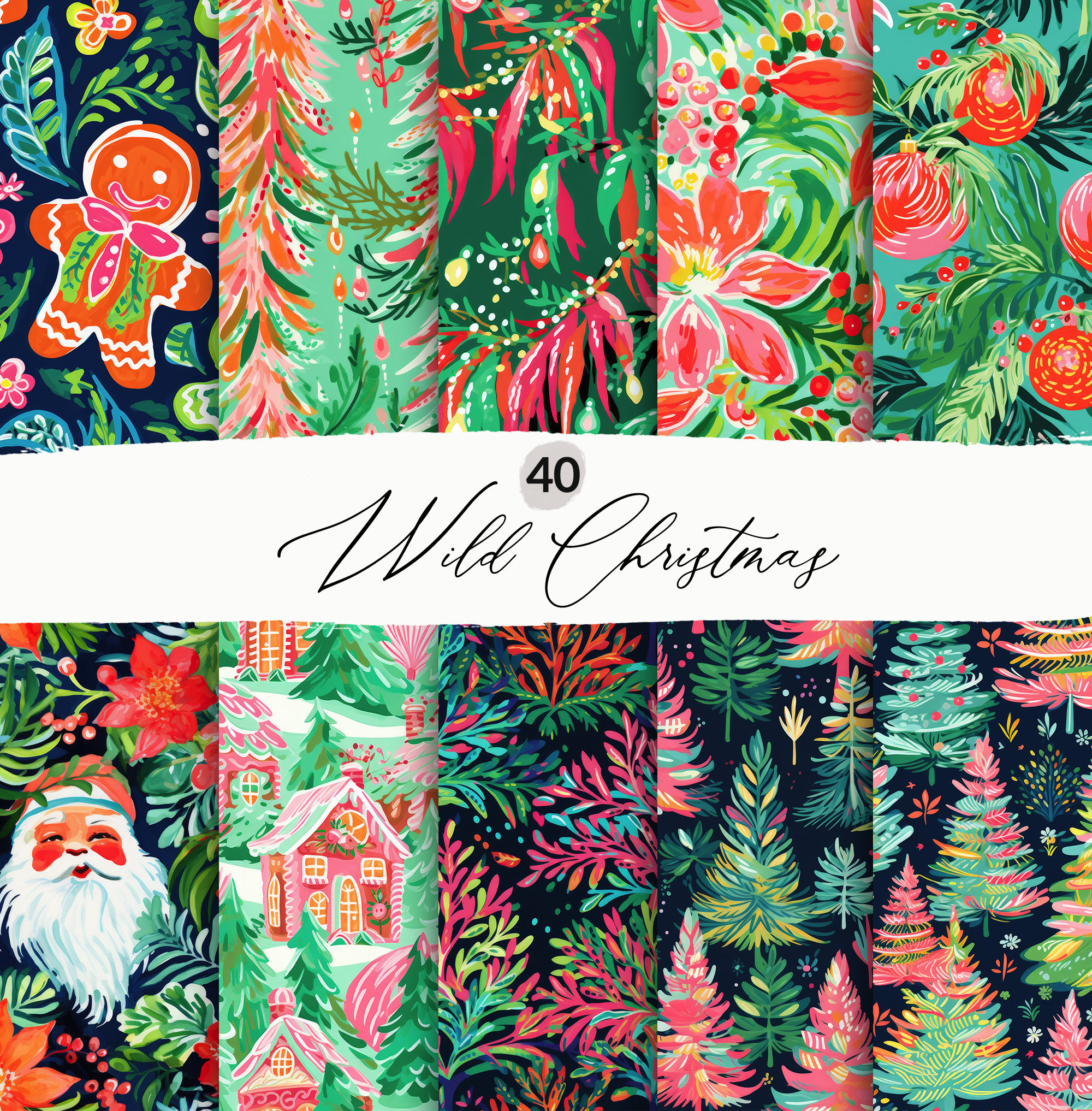40 Preppy Christmas Seamless Patterns, Colorful Christmas Patterns ...