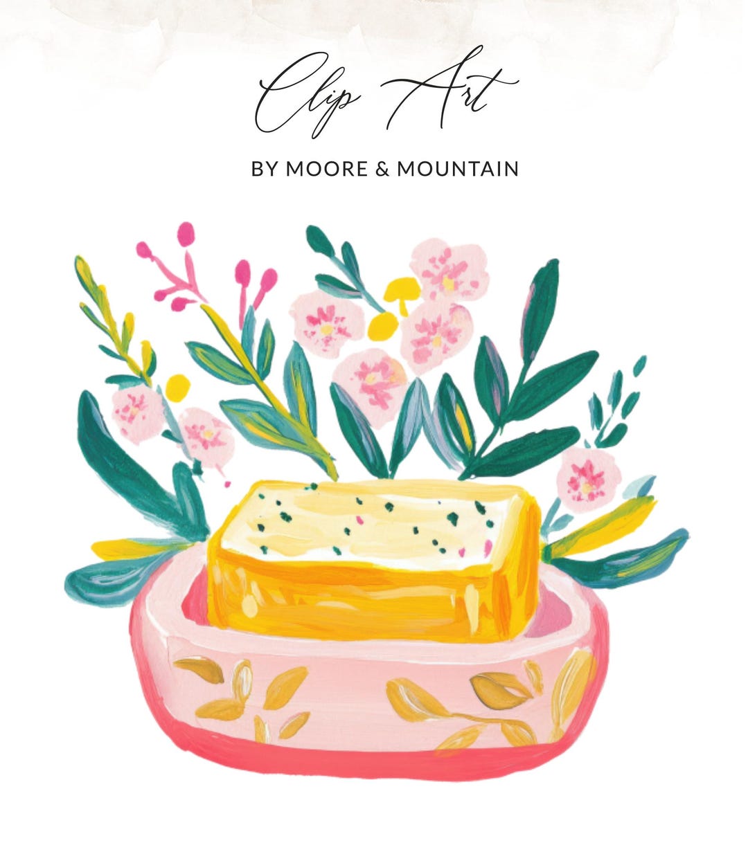 Watercolor Preppy Soap Clipart, Vibrant Floral Illustration PNG ...