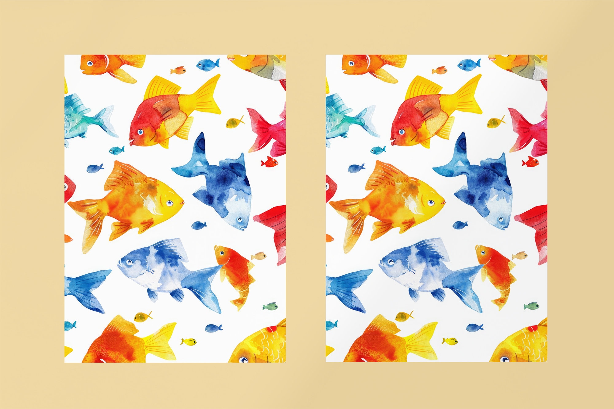 Seamless Watercolor Fish Seamless Pattern, Cute Fishes Background ...