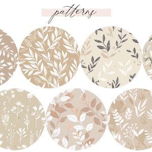 50 Seamless Neutral Pattern, Neutral Leaves Background Patterns Set ...