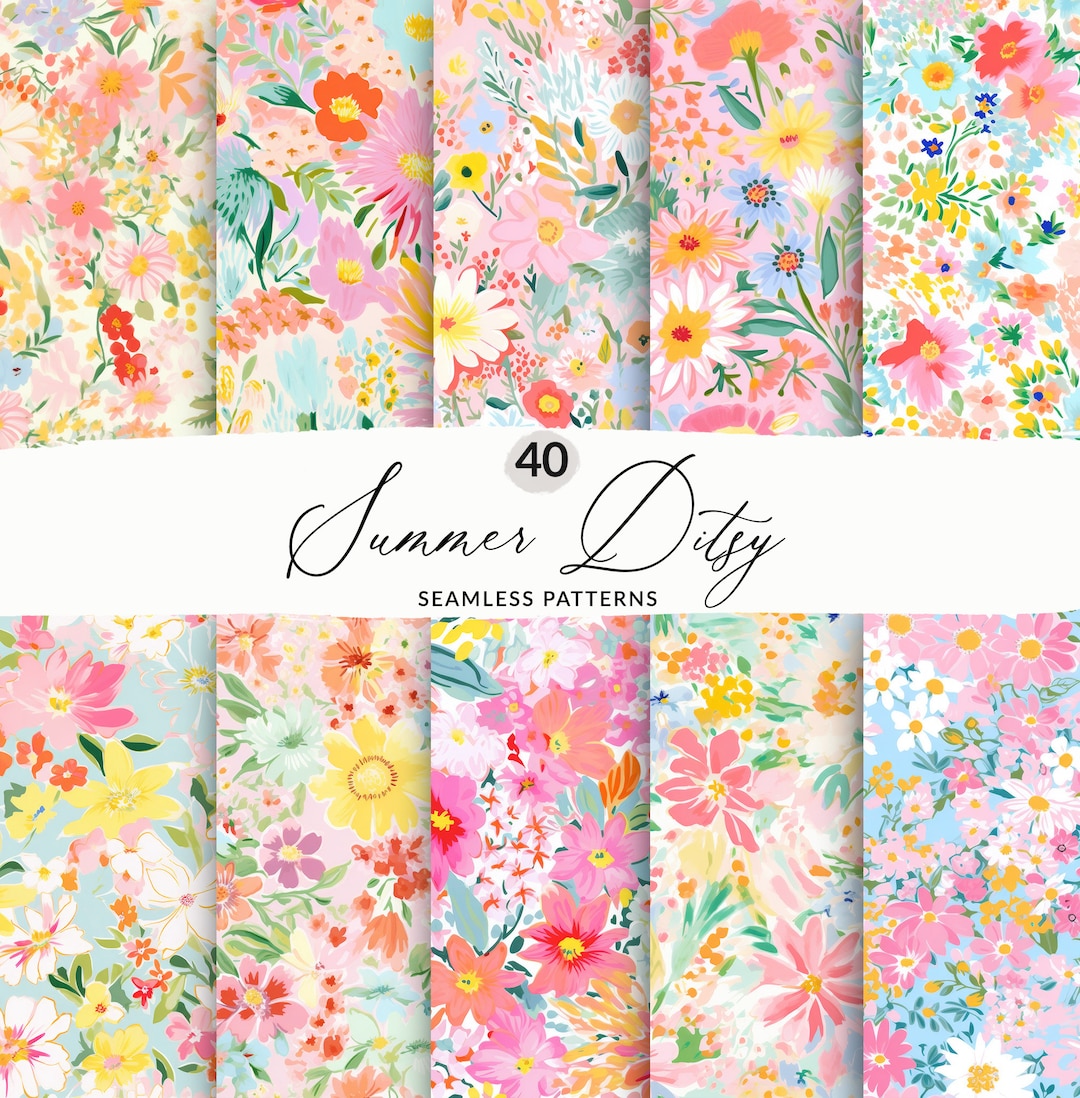 40 Summer Ditsy Floral Patterns, Seamless Preppy Floral Patterns ...