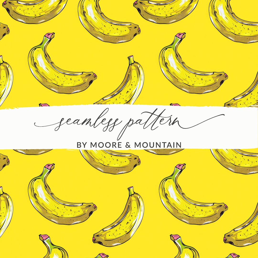 Seamless Bananas Pattern, Cute Seamless Bright Yellow Banana Seamless ...