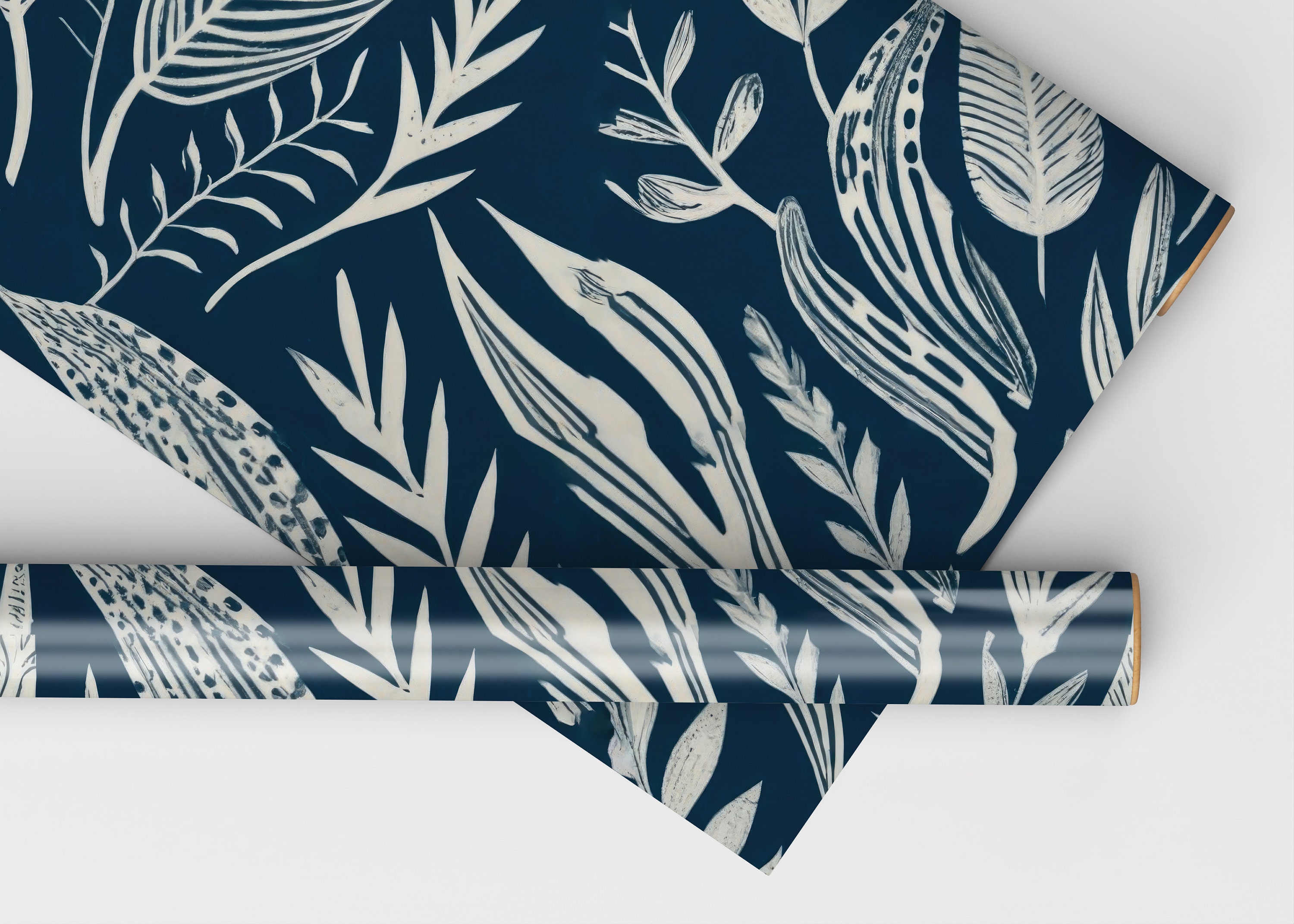 Navy Blue Leaf Seamless Background Modern Leaves Repeating Digital ...