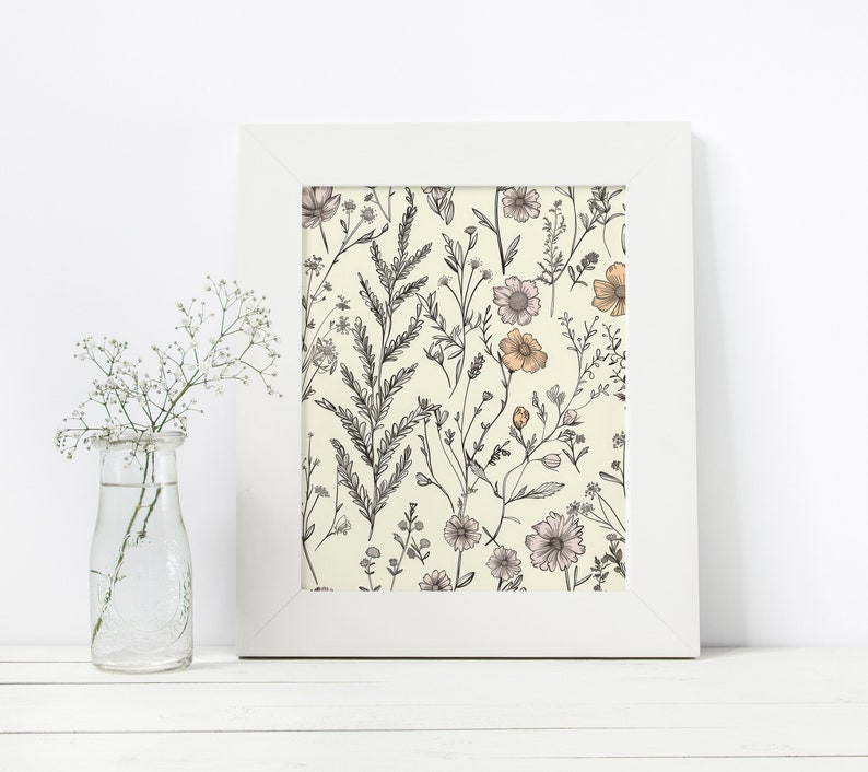 Boho Wildflower Digital Paper Pattern, Seamless Boho Wildflower ...