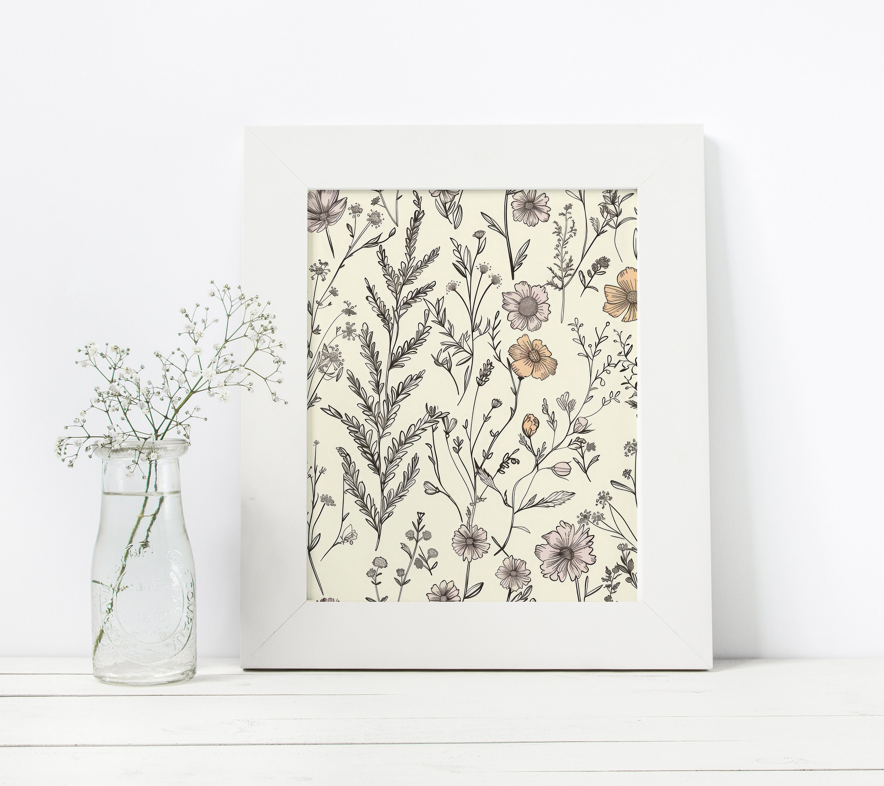 Boho Wildflower Digital Paper Pattern, Seamless Boho Wildflower ...