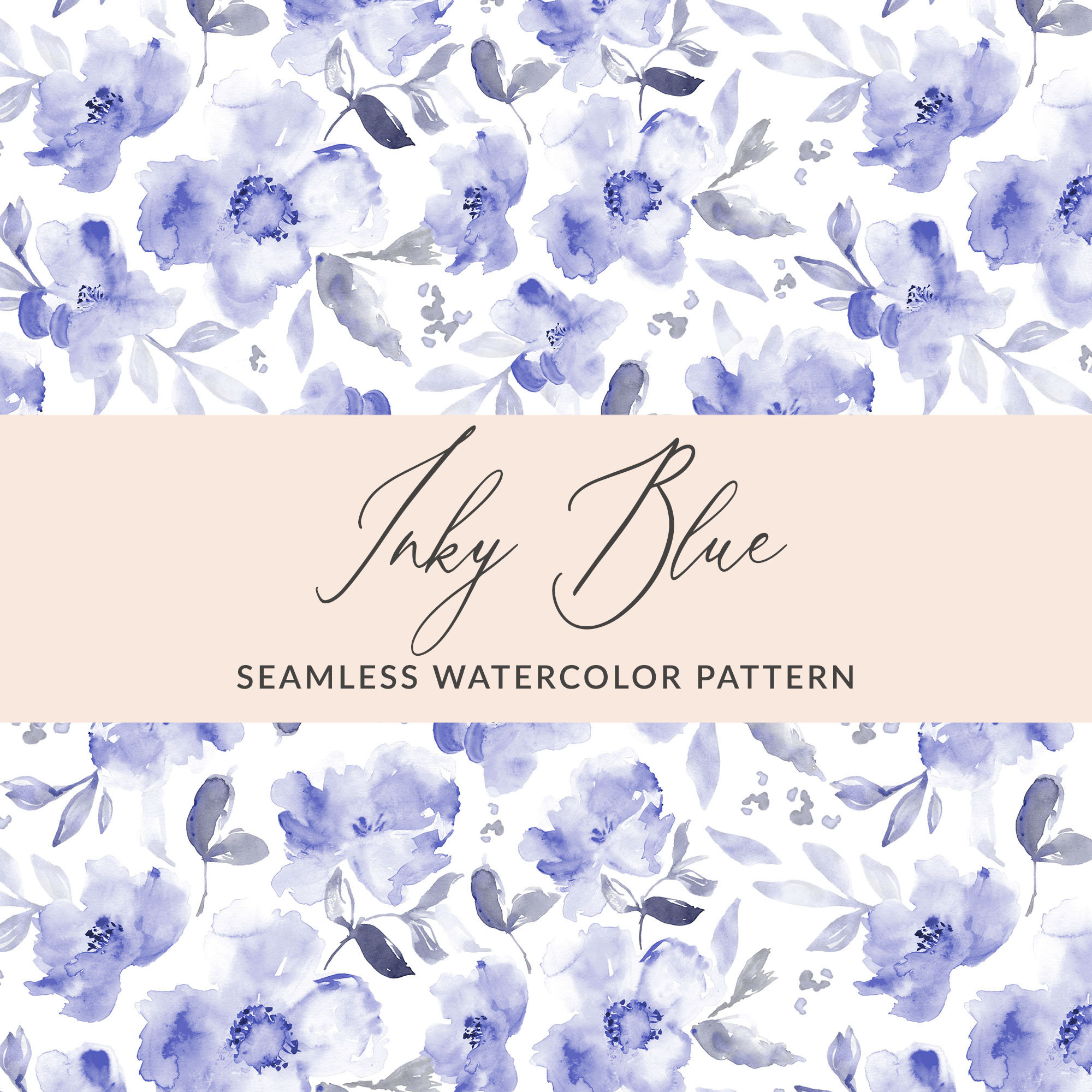 Blue and White Watercolor Floral Seamless Pattern Modern - Etsy