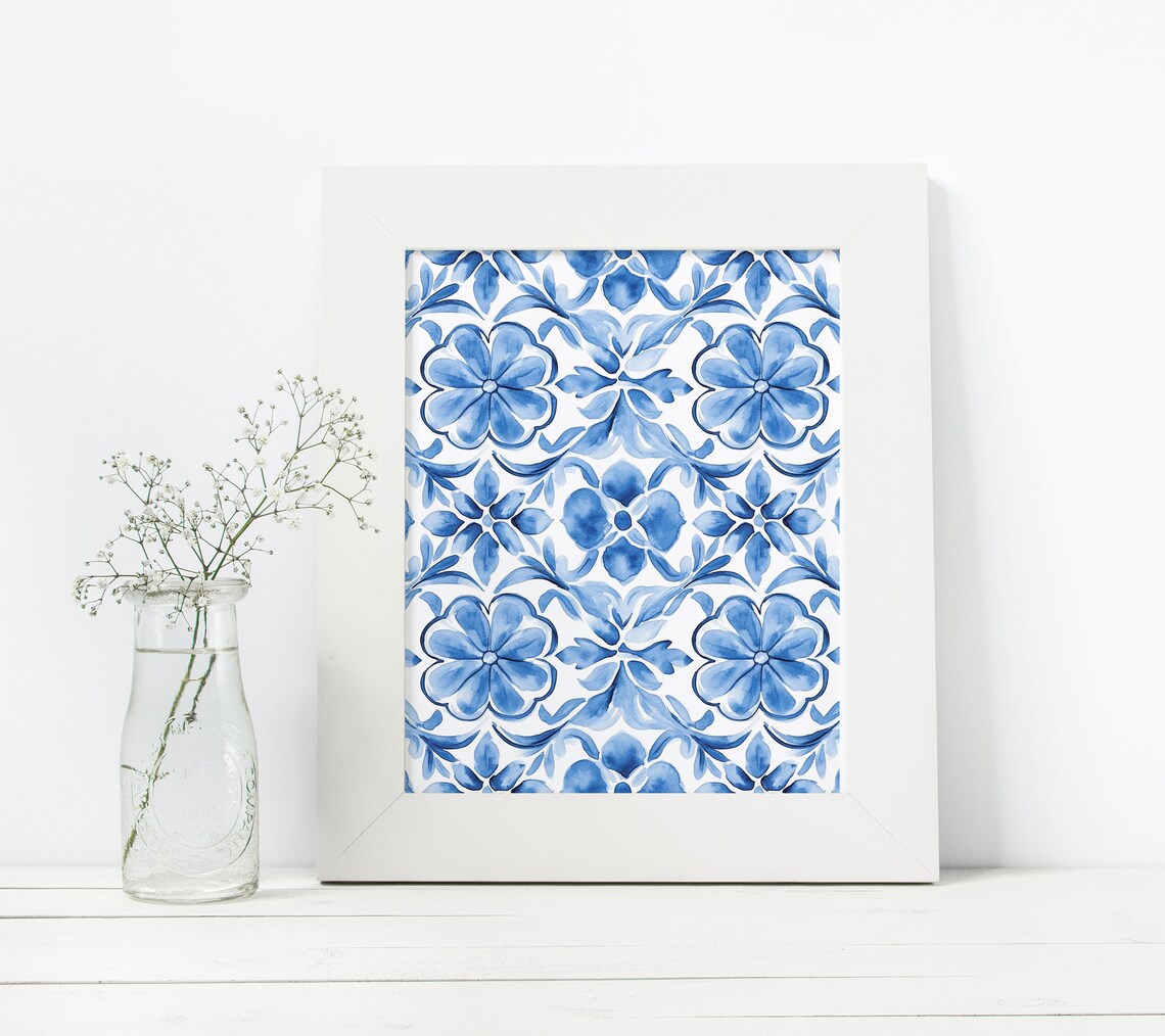 Blue Italian Seamless Tile Background Talavera Tile Repeating Pattern ...
