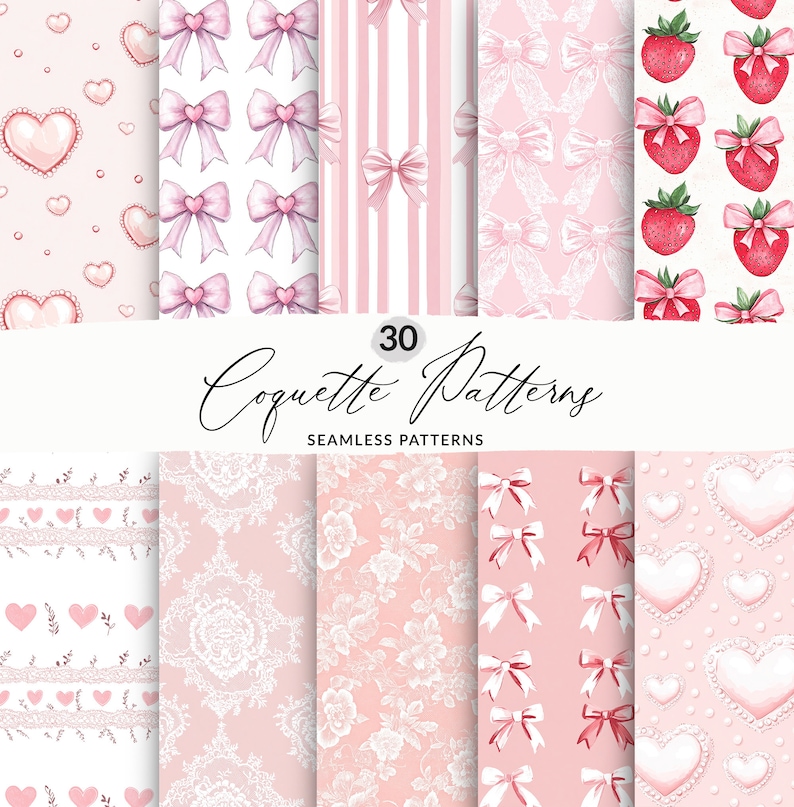 30 Coquette Pink Bow Patterns Coquette Bows Seamless Backgrounds ...