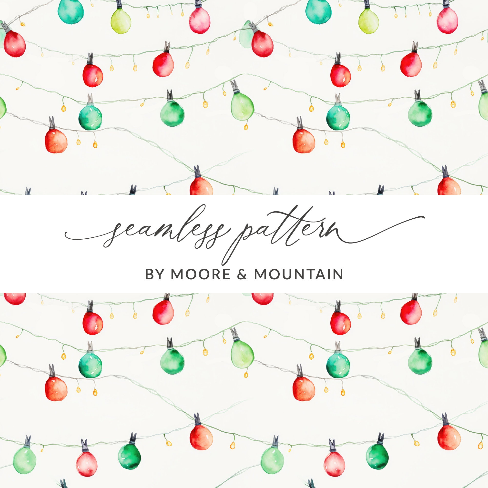 Seamless Christmas Lights Pattern, Seamless String of Christmas Lights ...