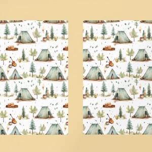Camping Seamless Background Pattern Camping, Tent Camping Digital Paper ...