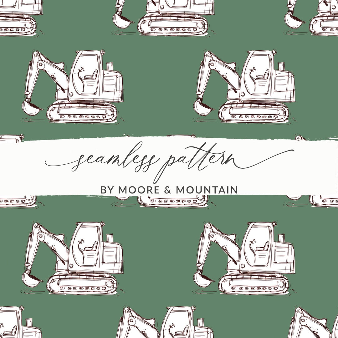 Seamless Bulldozer Pattern, Cute Backhoe Pattern, Construction ...