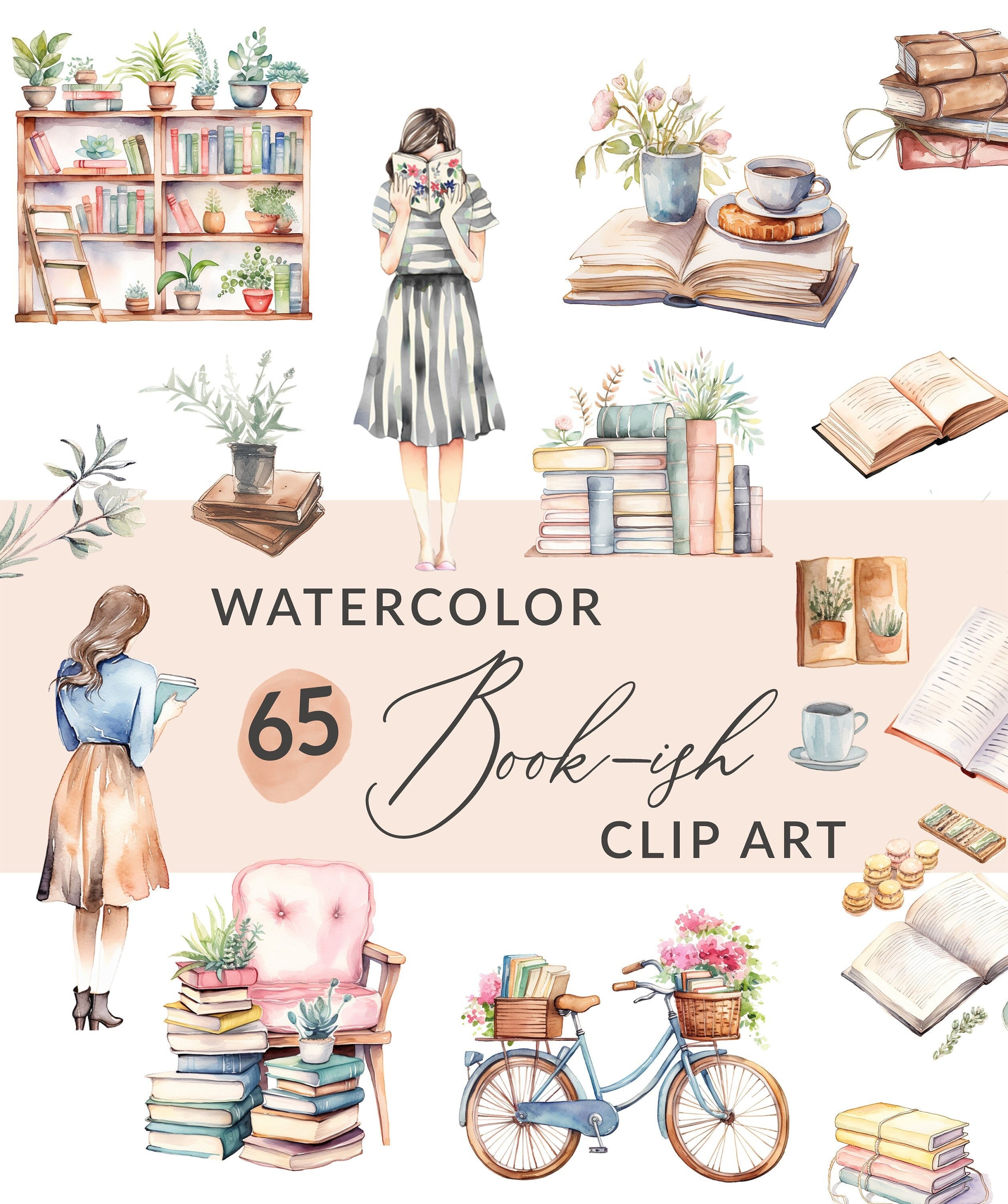 Watercolor Books Clipart, Watercolor Book Clipart, Watercolor Clipart ...