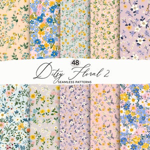 48 Seamless Pastel Ditsy Floral Patterns, Repeating Ditsy Floral ...