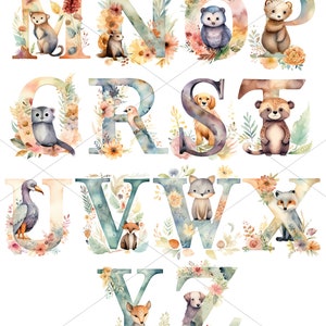 Animal Lettering, Nursery Letters Clipart, Zoo Alphabet Clipart ...