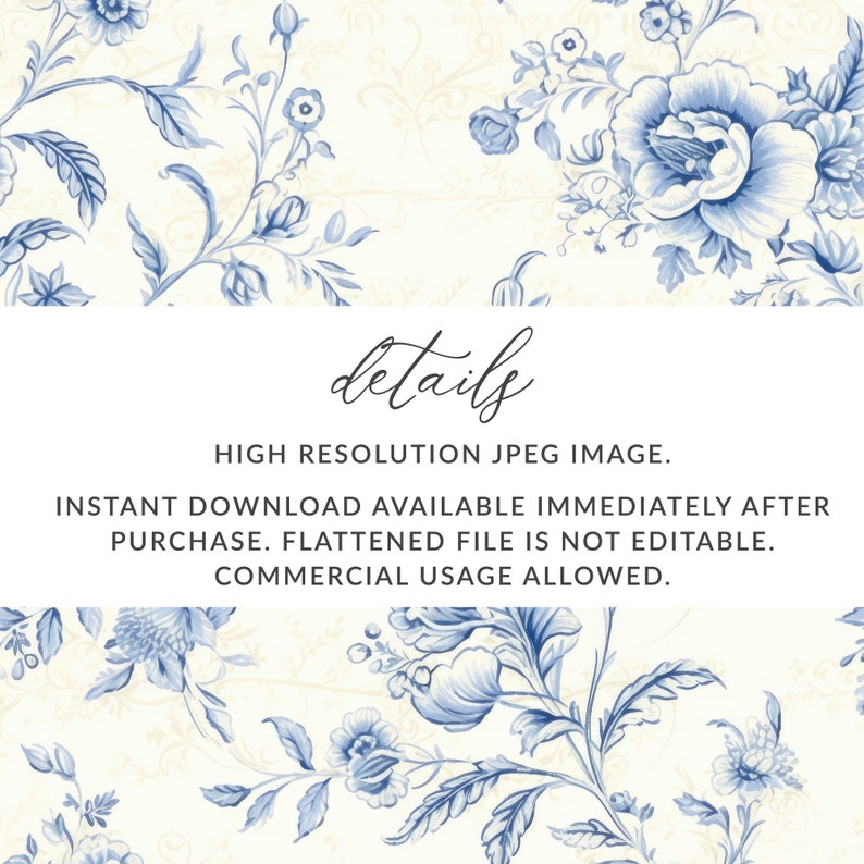 Chinoiserie Pattern Blue Chinoiserie Floral Pattern Blue Handdrawn ...