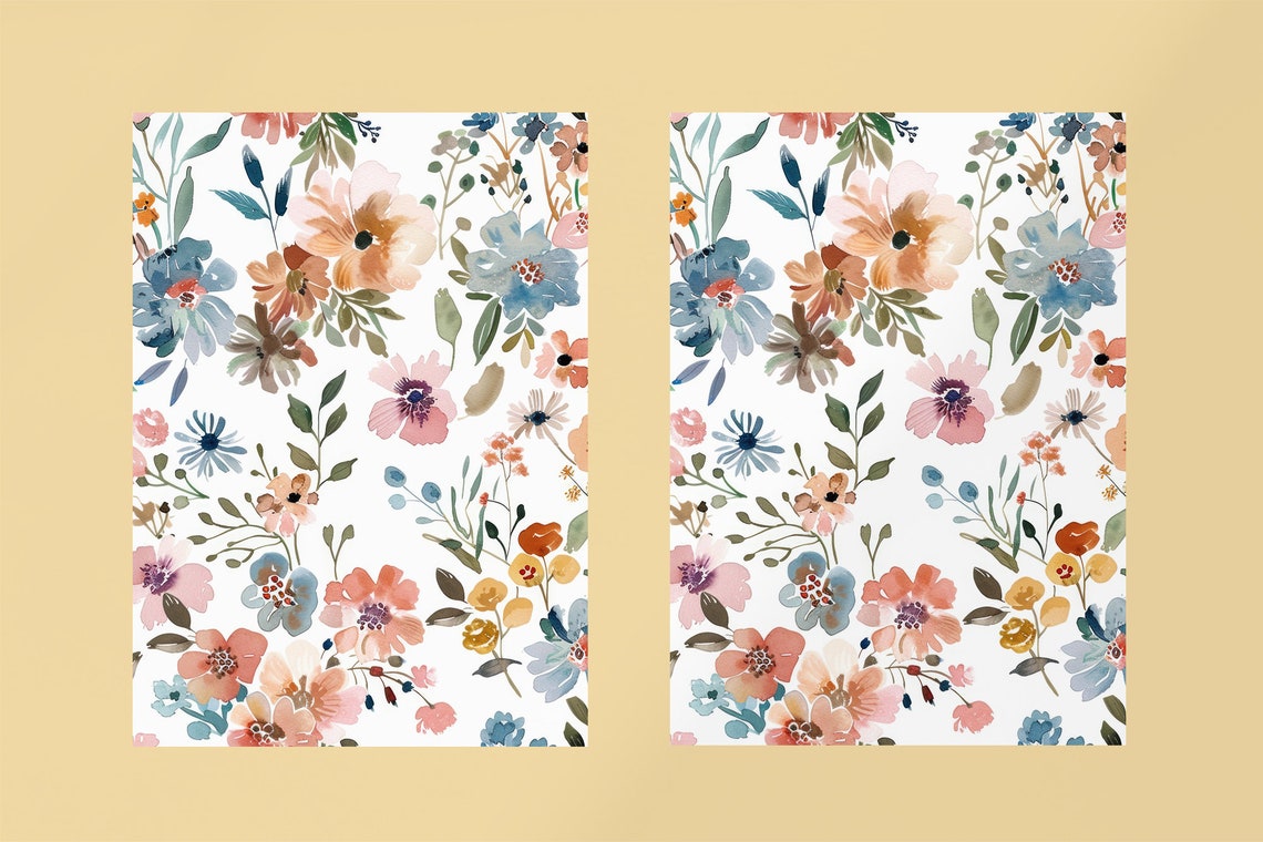 Watercolor Folk Art Floral Background Pattern, Pastel Folk Art Seamless ...