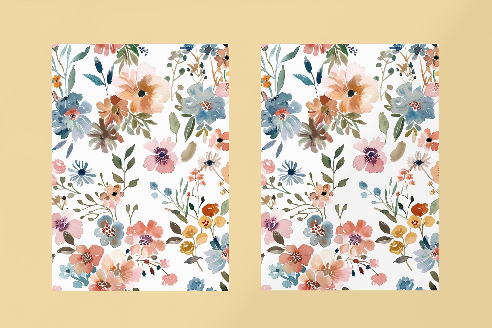 Watercolor Folk Art Floral Background Pattern, Pastel Folk Art Seamless ...
