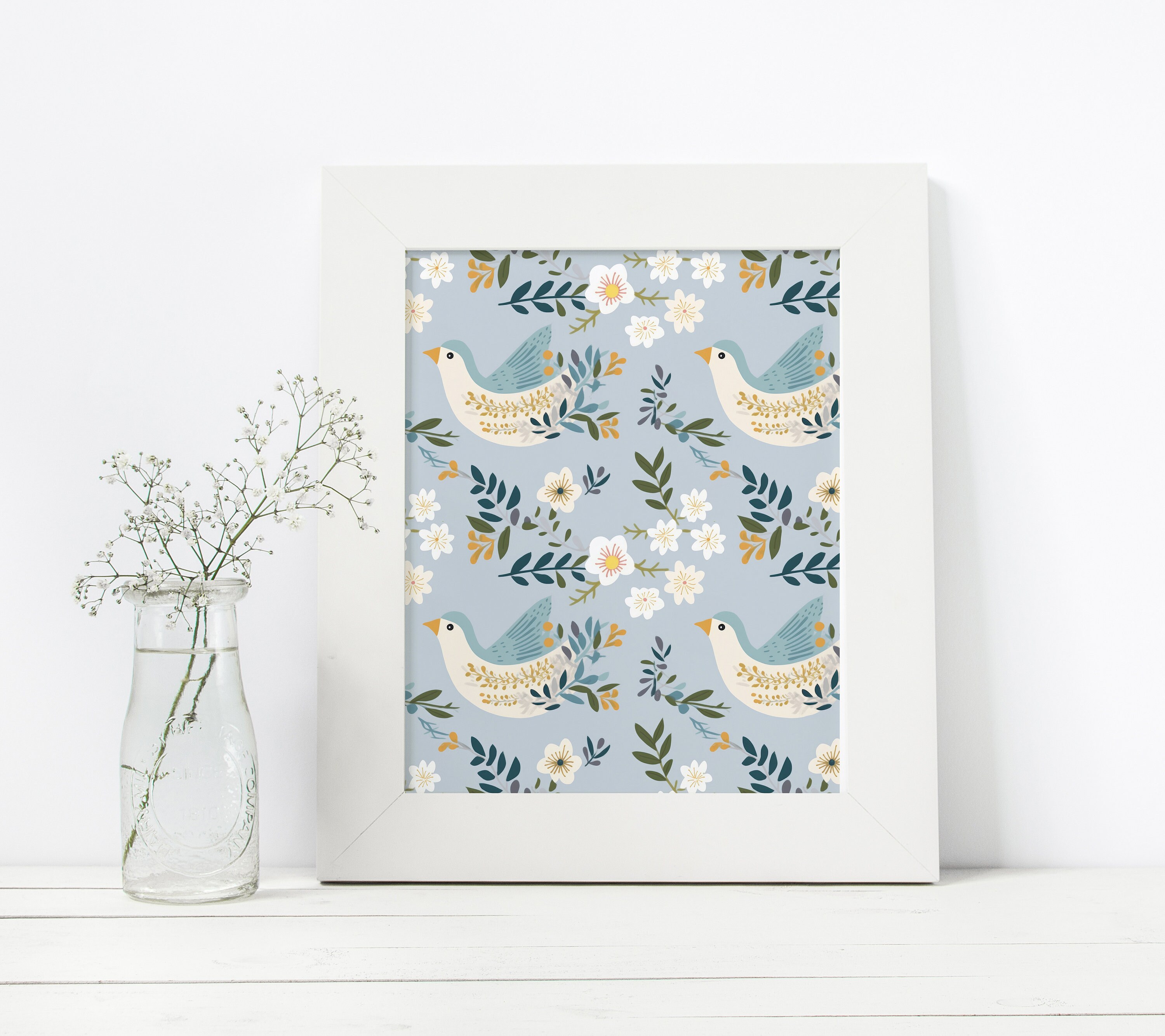 Seamless Dove Pattern, Repeating Dove Background, Cute Dove Digital ...