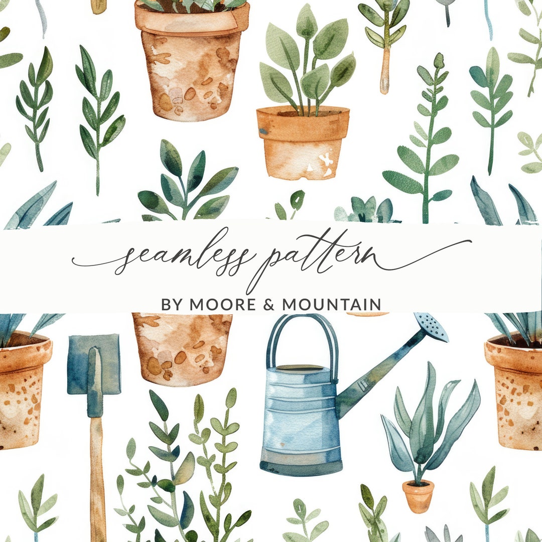 Seamless Gardening Pattern, Spring Gardening Repeating Background ...