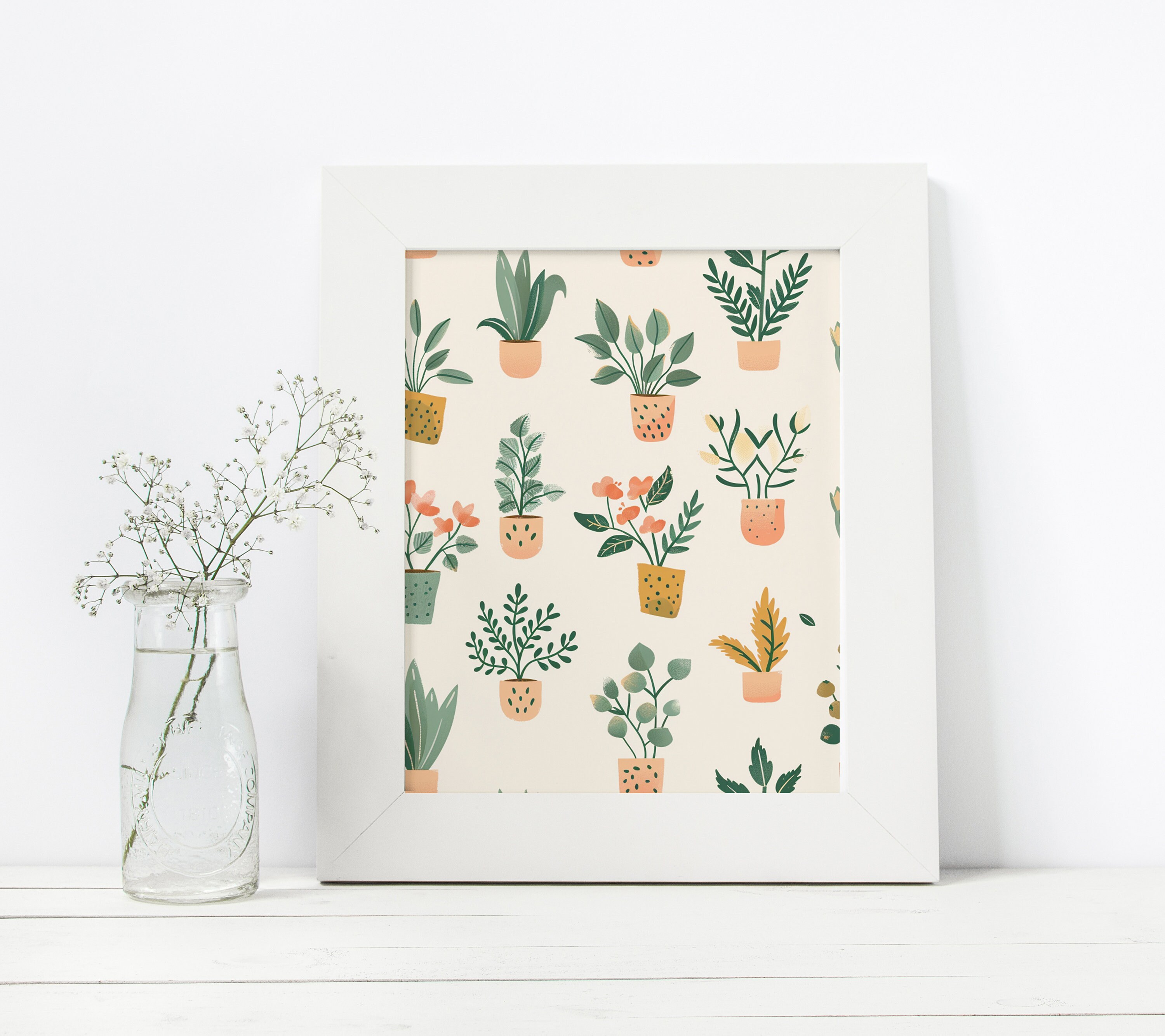Houseplant Seamless Pattern Plant Lady Background Pattern Cute ...