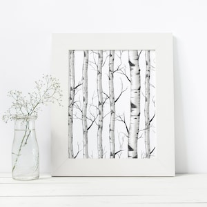 Birch Tree Seamless Pattern White Trees Aspen Tree Pattern Background ...