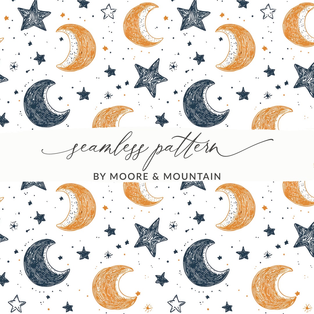 Moon Seamless Background Moon and Stars Repeating Background Nursery ...