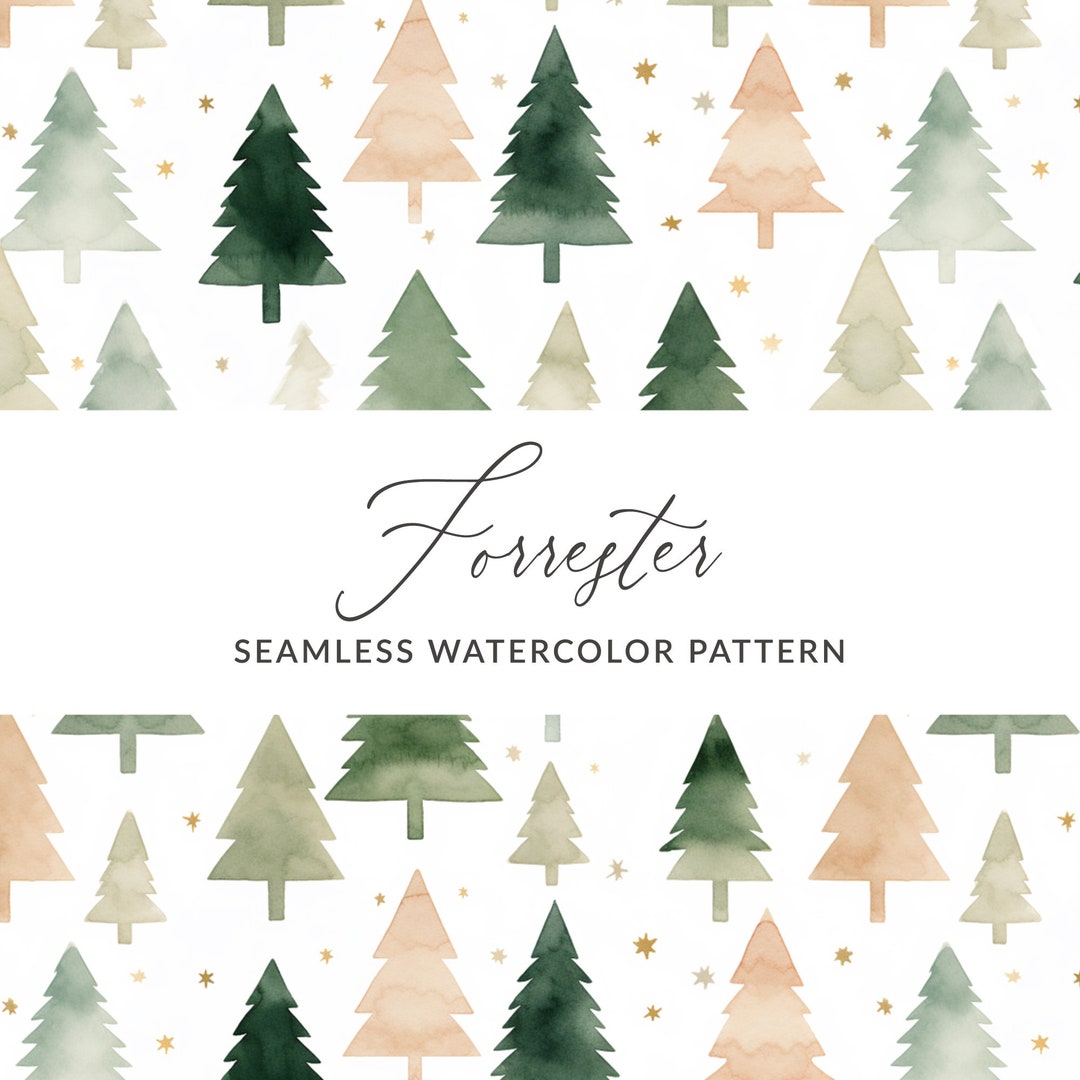 Watercolor Christmas Tree Seamless Pattern, Watercolor Christmas Tree ...