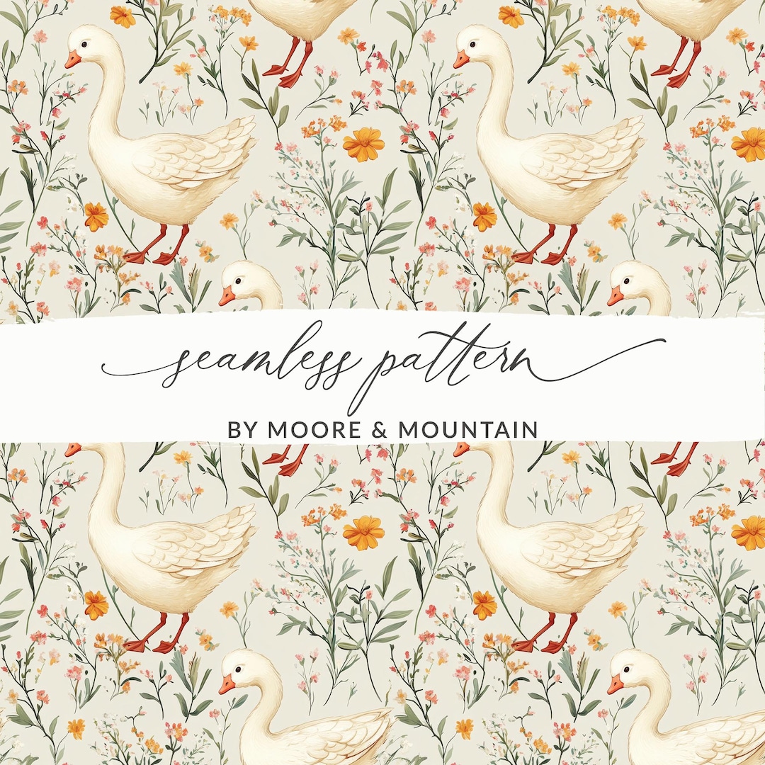Cottagecore Goose Seamless Pattern PNG Vintage Goose Background Pattern ...