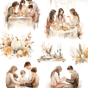Watercolor Thankful Clipart, Watercolor Feast Clipart, Thanksgiving ...