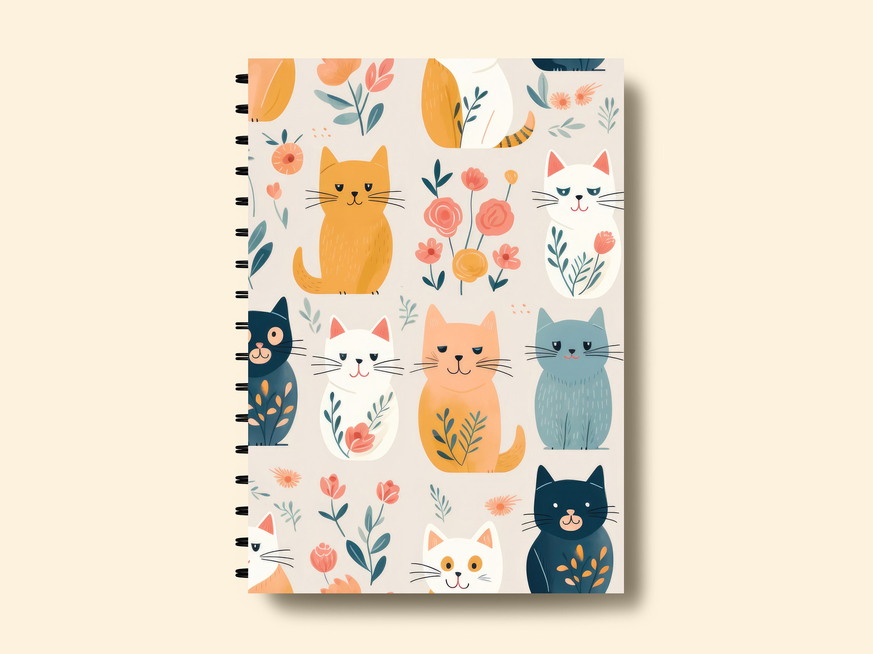 Quirky Cats Digital Paper, Seamless Cats Background, Cute Cats Pattern ...