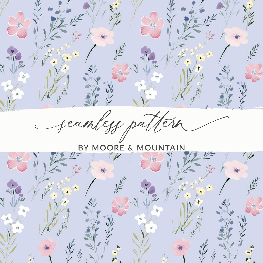 Lavender Purple Seamless Floral Pattern, Purple Ditsy Floral Background ...