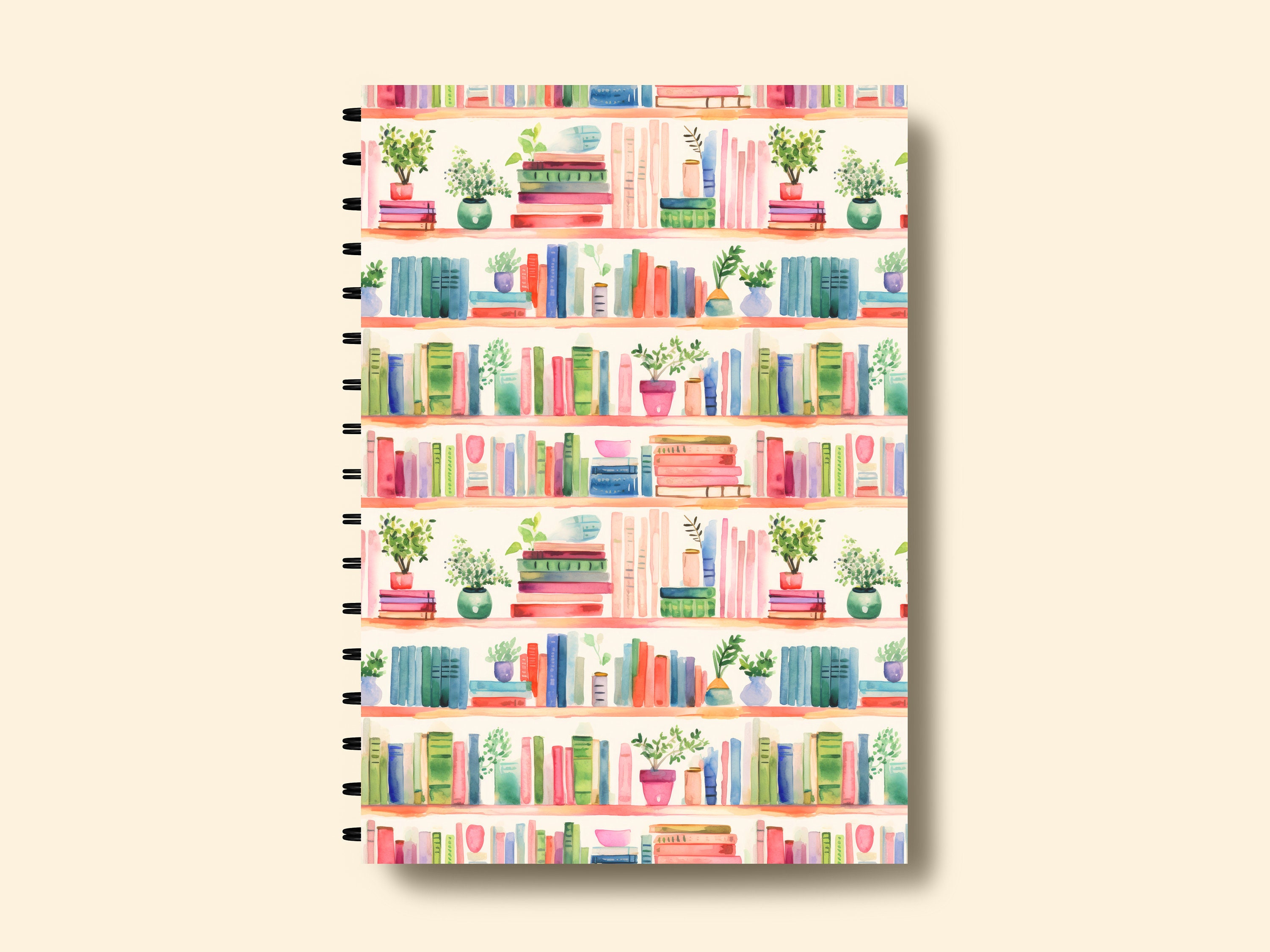 Watercolor Bookshelf Seamless Pattern, Modern Books Pattern, Pink ...