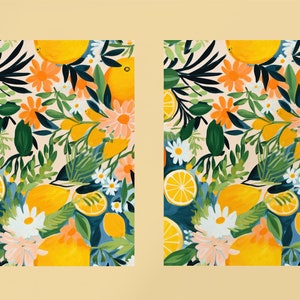 Citrus Seamless Background Pattern Oranges and Lemons Repeating Digital ...