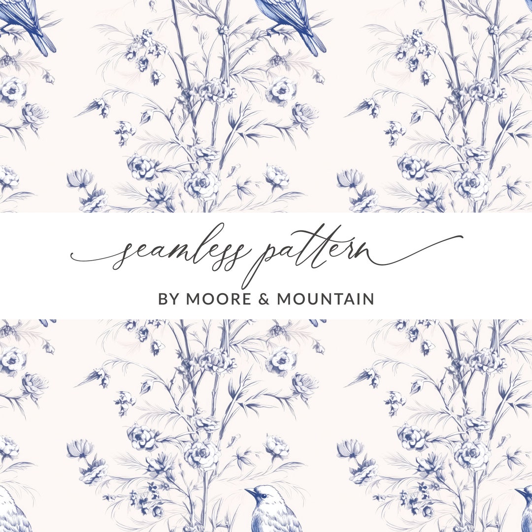 Seamless Chinoiserie Pattern Blue Chinoiserie Floral Pattern With Bird ...