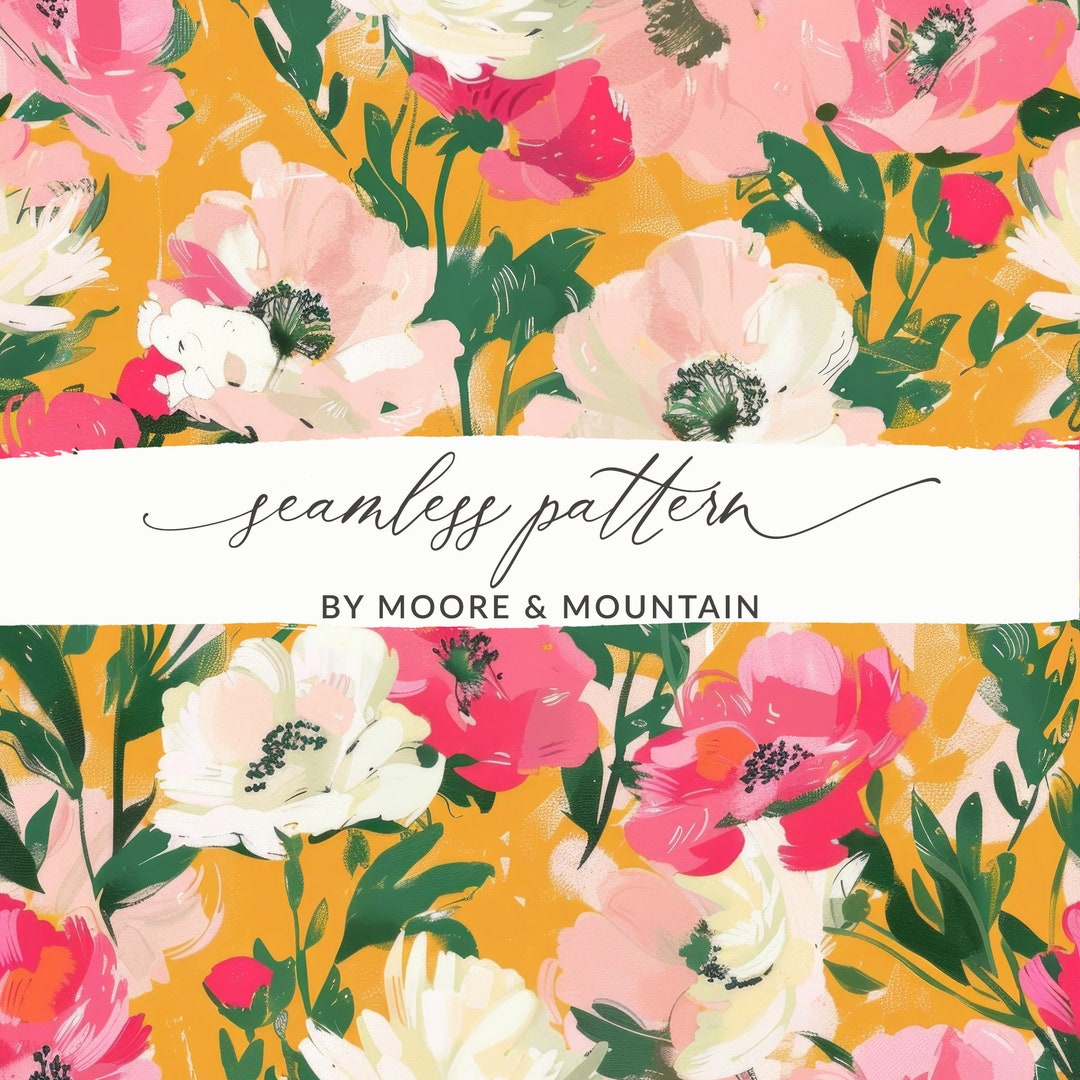 Icelandic Poppy Seamless Pattern, Yellow Poppies Pattern, Pink and ...