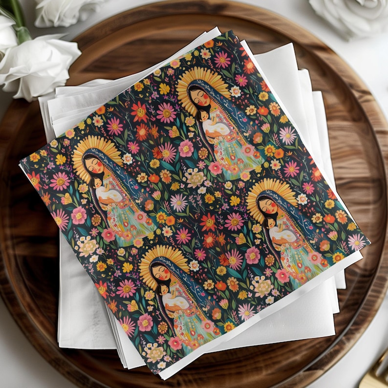 Virgin Mary Seamless Pattern, Mexican Floral Design (digital Download ...