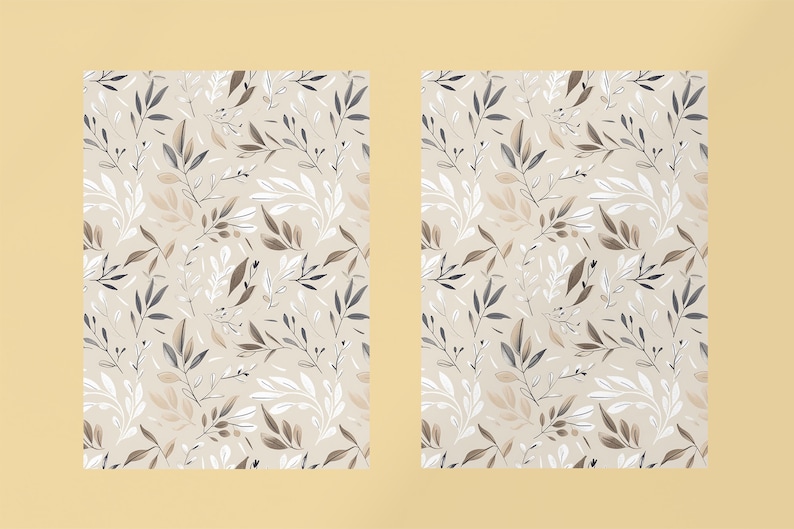 50 Seamless Neutral Pattern, Neutral Leaves Background Patterns Set ...