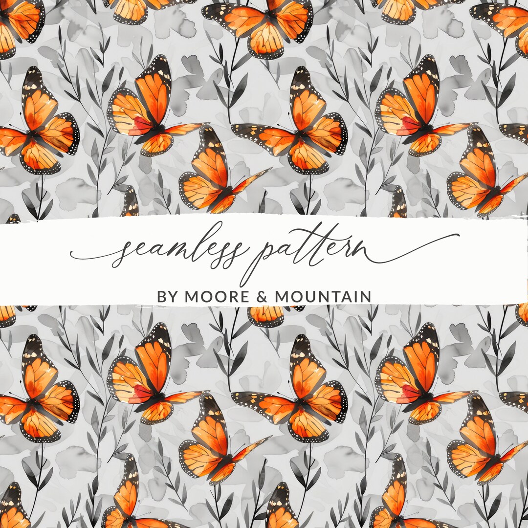 Monarch Butterfly Seamless Pattern, Monarch Butterflies Digital ...