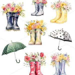18 Watercolor Rainboots Clipart, Painted Rainboots Clip Art With ...
