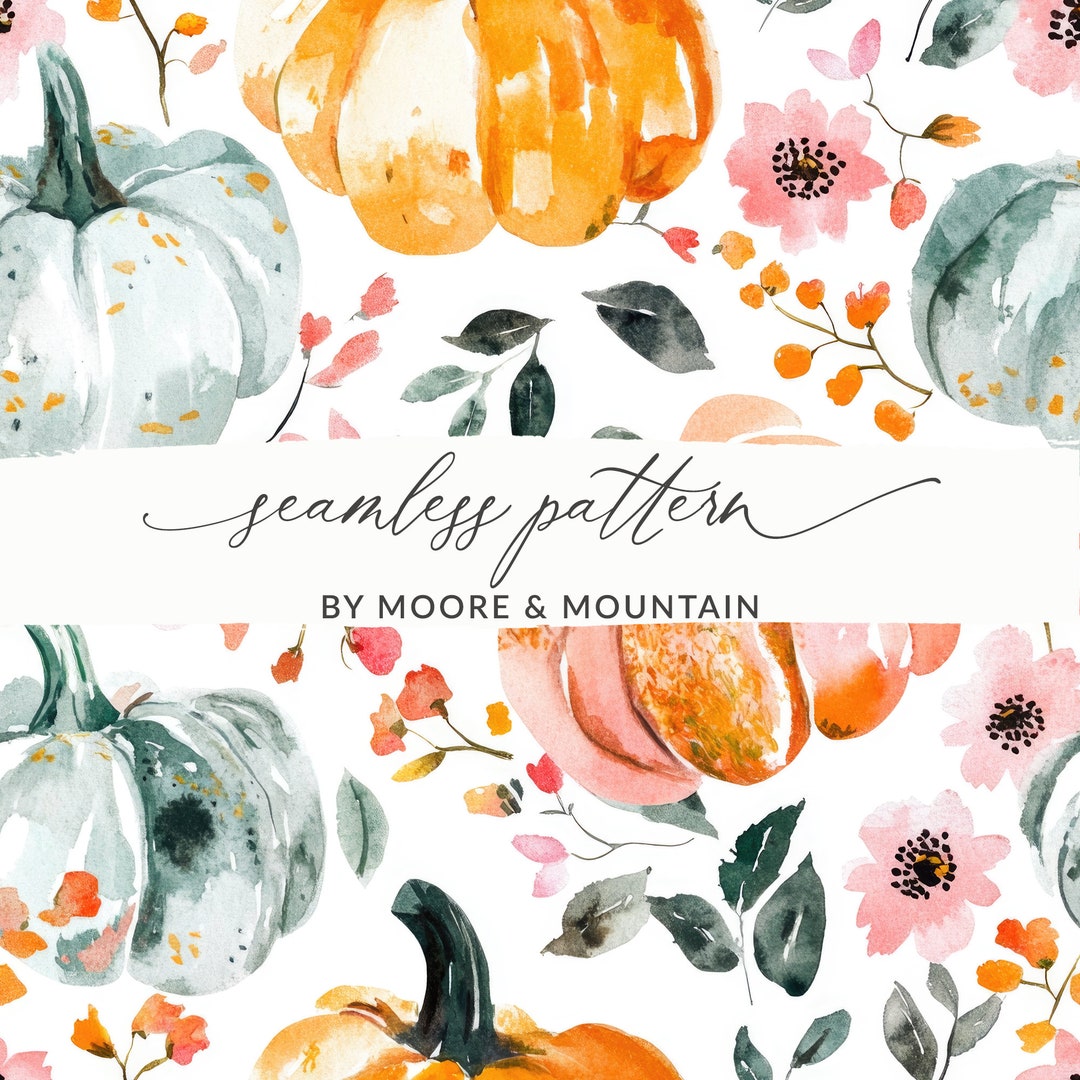Cute Pumpkins Fall Pattern for Fabric Watercolor Pumpkins Pattern for ...