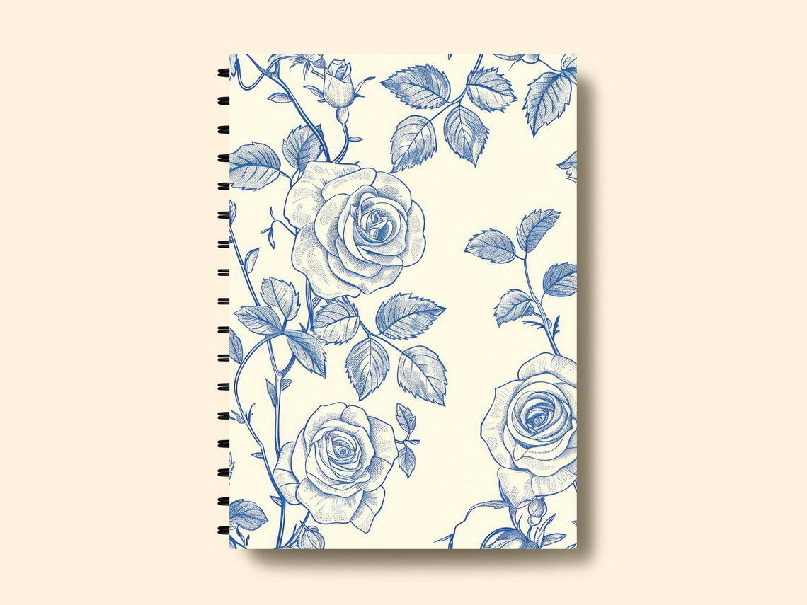 Vintage Romantic Rose Pattern Seamless Light Blue Rose Line Art Modern ...